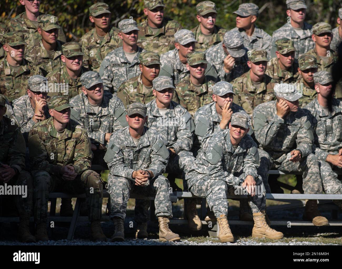 Maj. Lisa Jaster, bottom right, sits with other Rangers during an Army ...