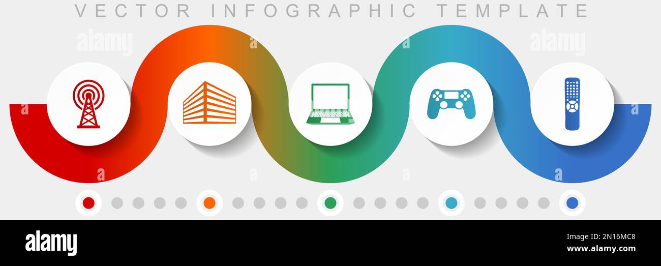 Technology infographic vector template with icon set, miscellaneous ...