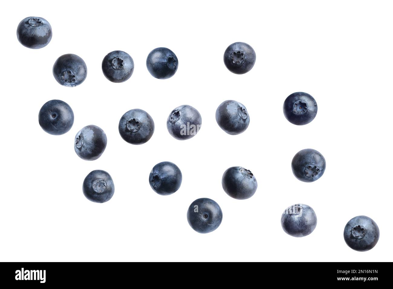 Fresh whole blueberries falling on white background Stock Photo - Alamy
