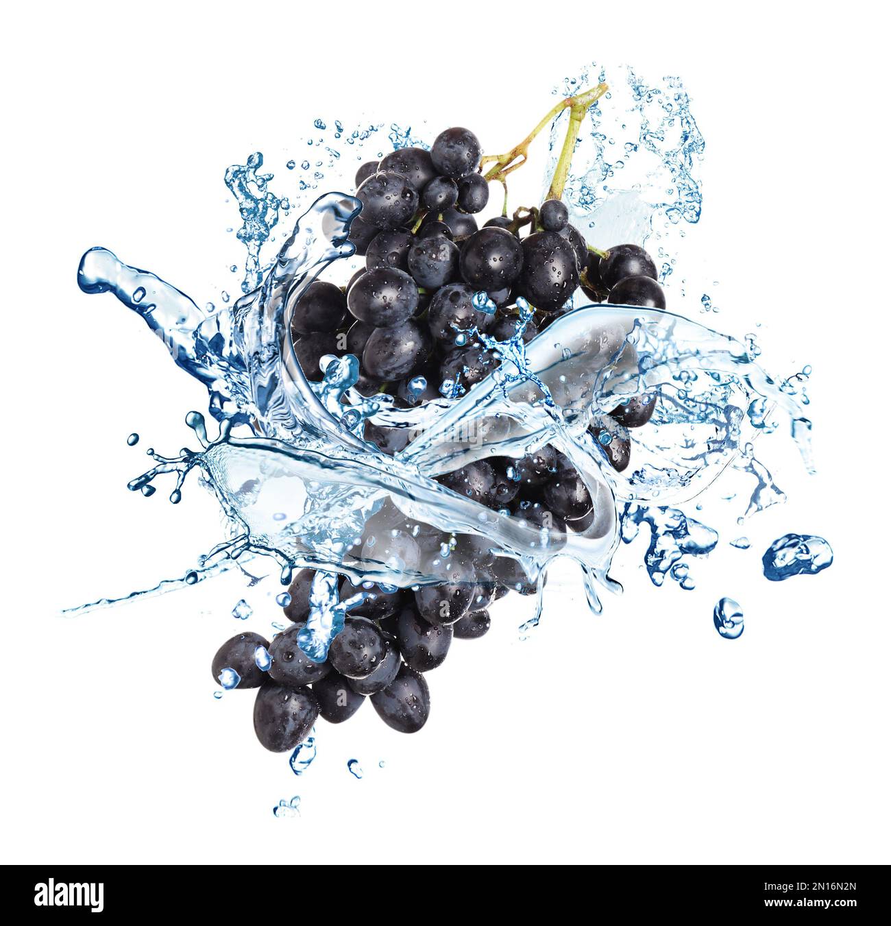 Grape cluster with water splash on white background Stock Photo - Alamy