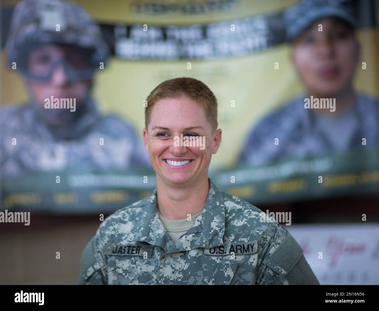 Maj. Lisa Jaster poses for a photo on Friday, Oct. 16, 2015, in Fort ...