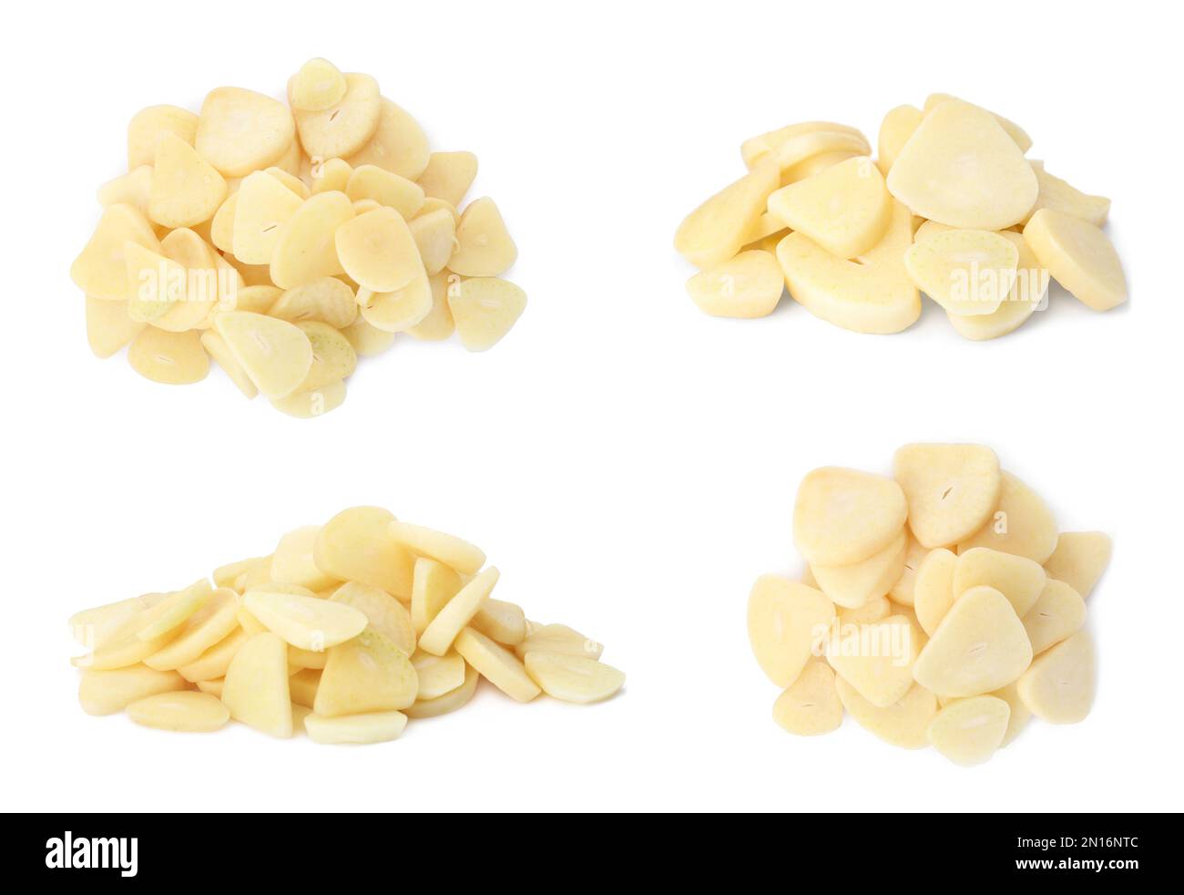 Set of cut garlic on white background Stock Photo - Alamy