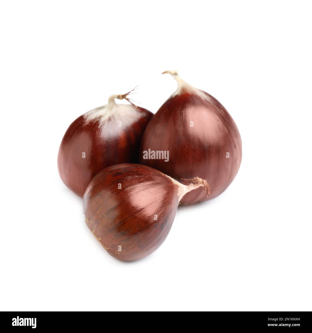 Fresh sweet edible chestnuts on white background Stock Photo - Alamy