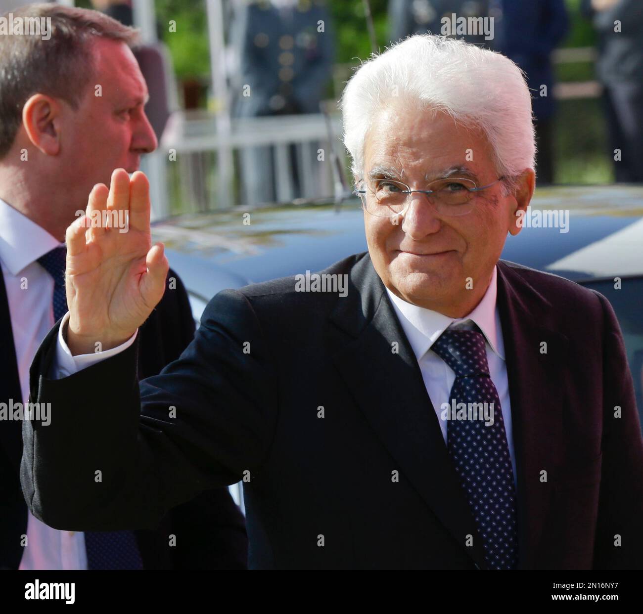 Italian president Sergio Mattarella waves as he arrives to attend the ...