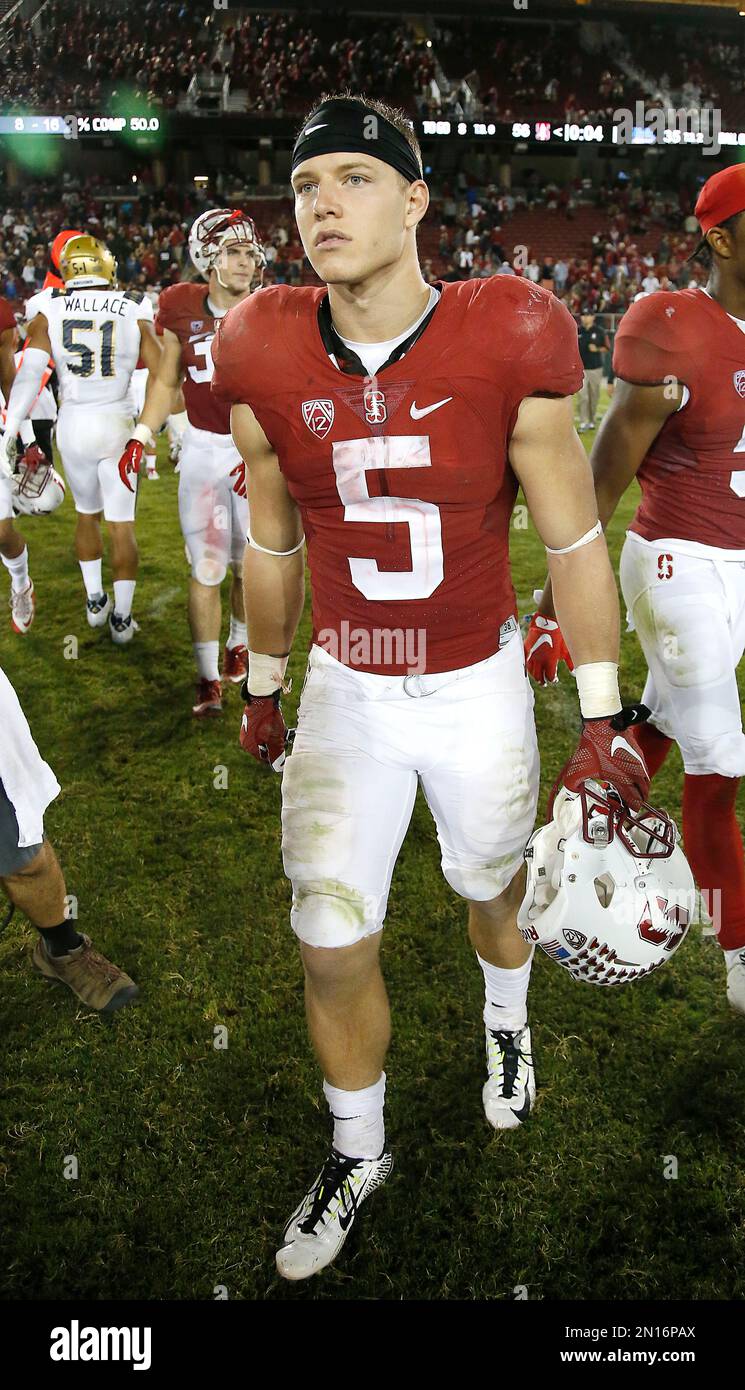 Stanford running back Christian McCaffrey walks off the field after ...
