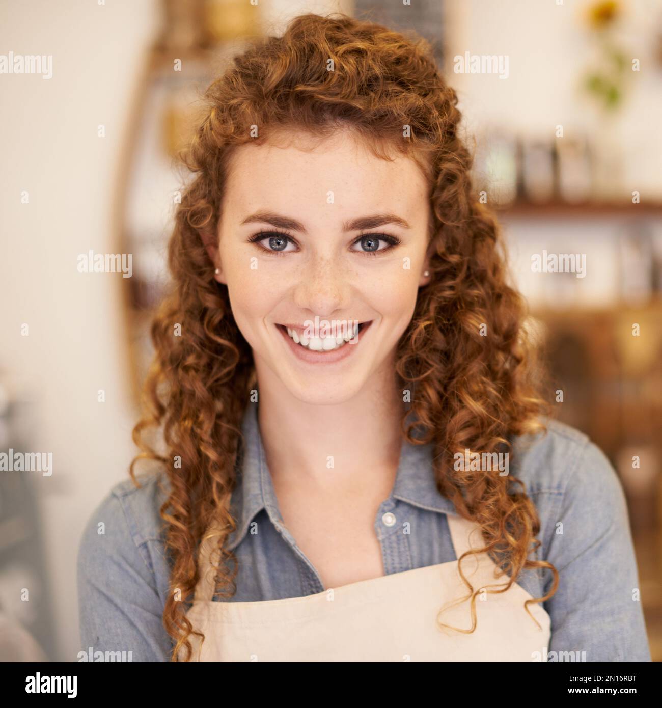 Beautiful barista ready to take your order. Closeup portrait of an ...