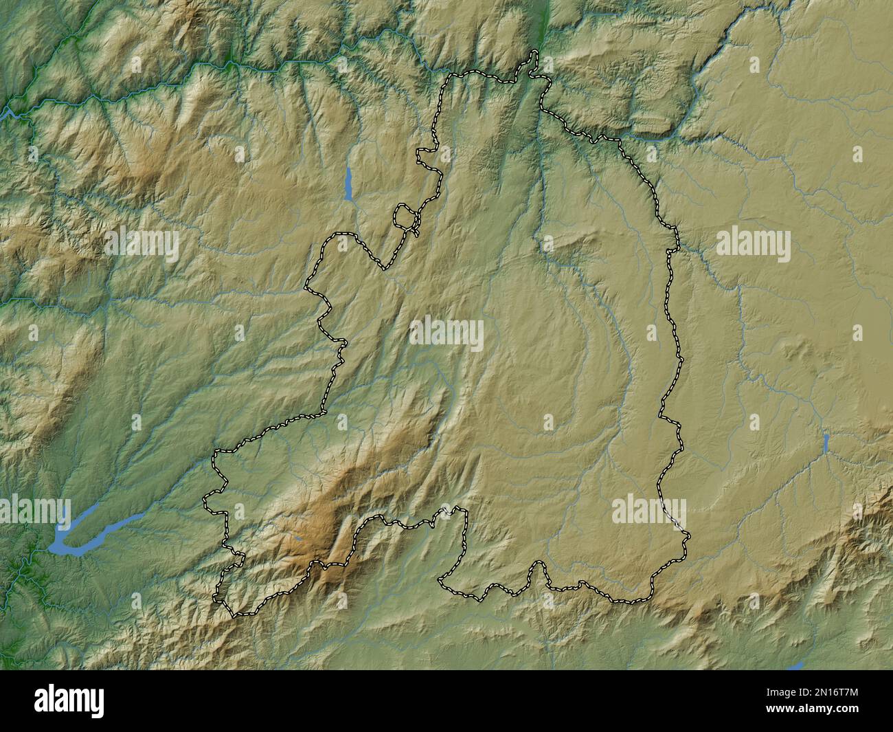 Guarda, district of Portugal. Colored elevation map with lakes and ...