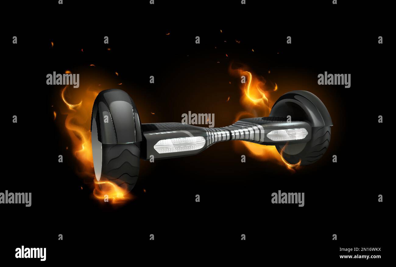 Hoverboard realistic composition with dark background and self ...