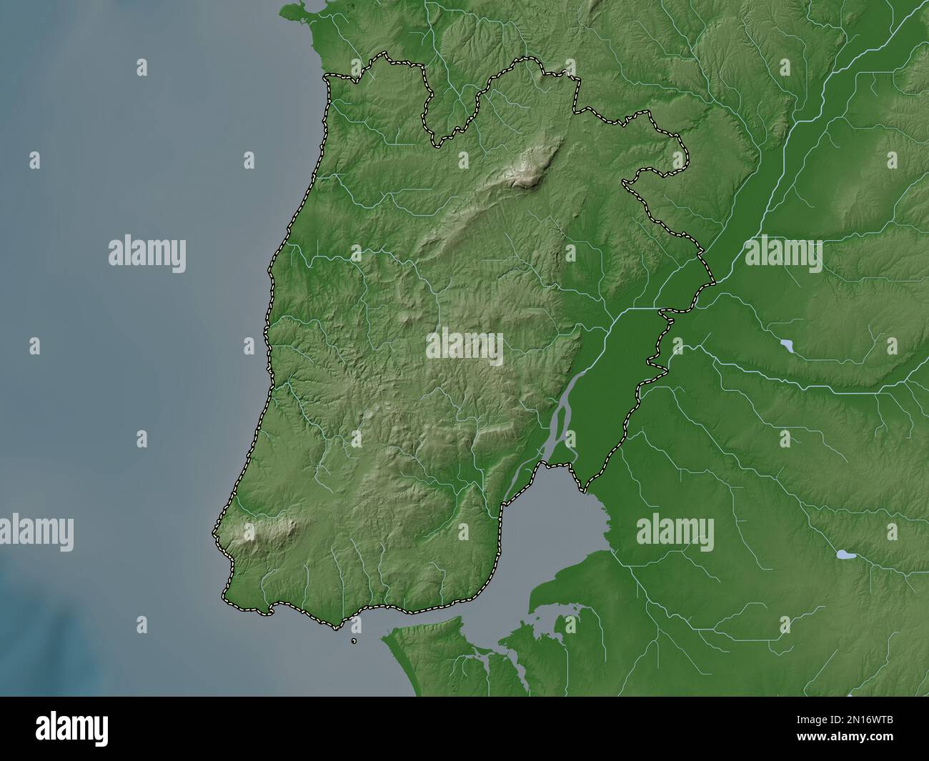 Lisboa, district of Portugal. Elevation map colored in wiki style with ...