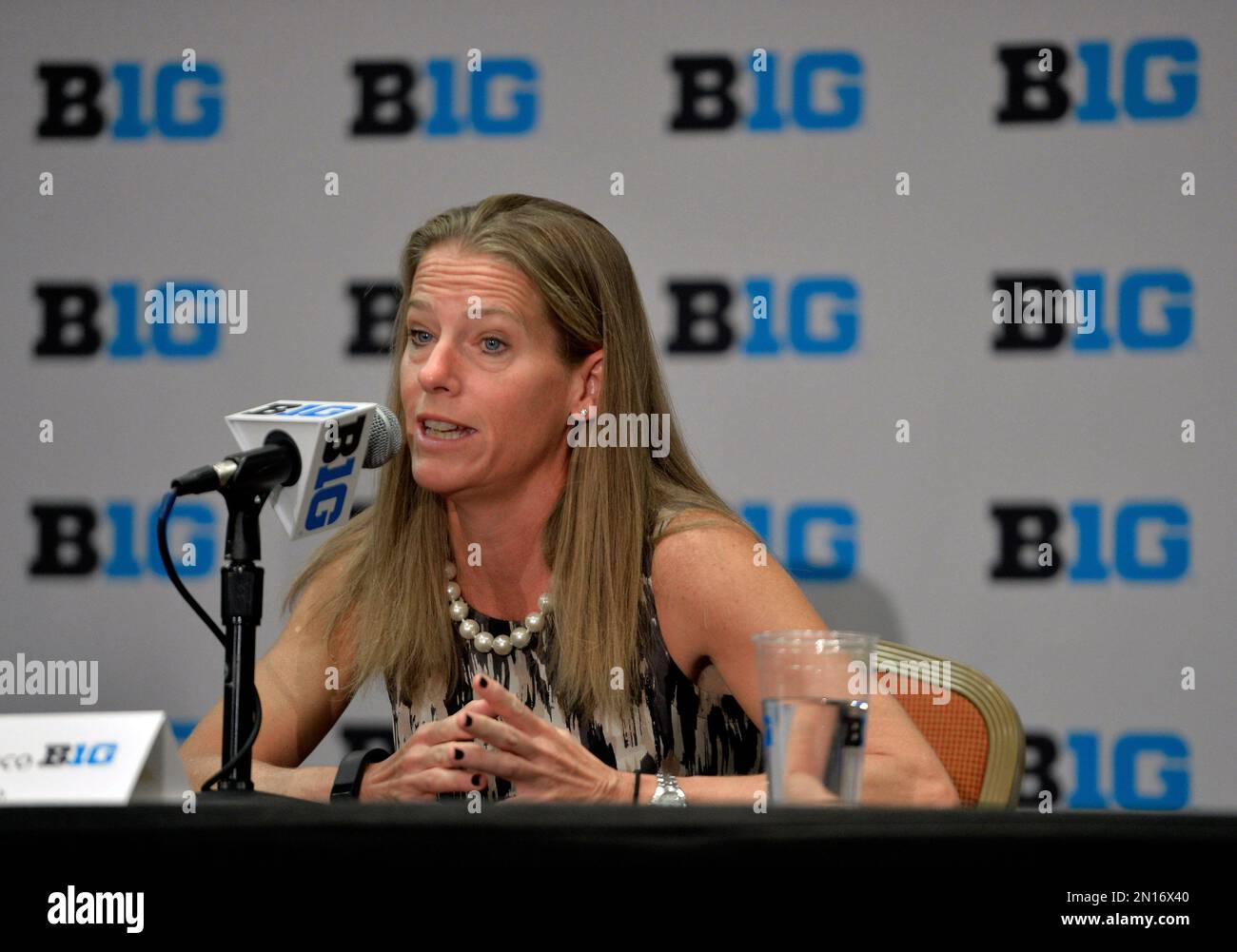 Michigan women's basketball head coach Kim Barnes Arico speaks at the ...