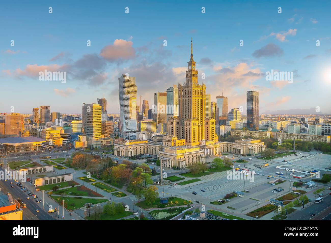 Warsaw poland in twilight aerial hi-res stock photography and images ...
