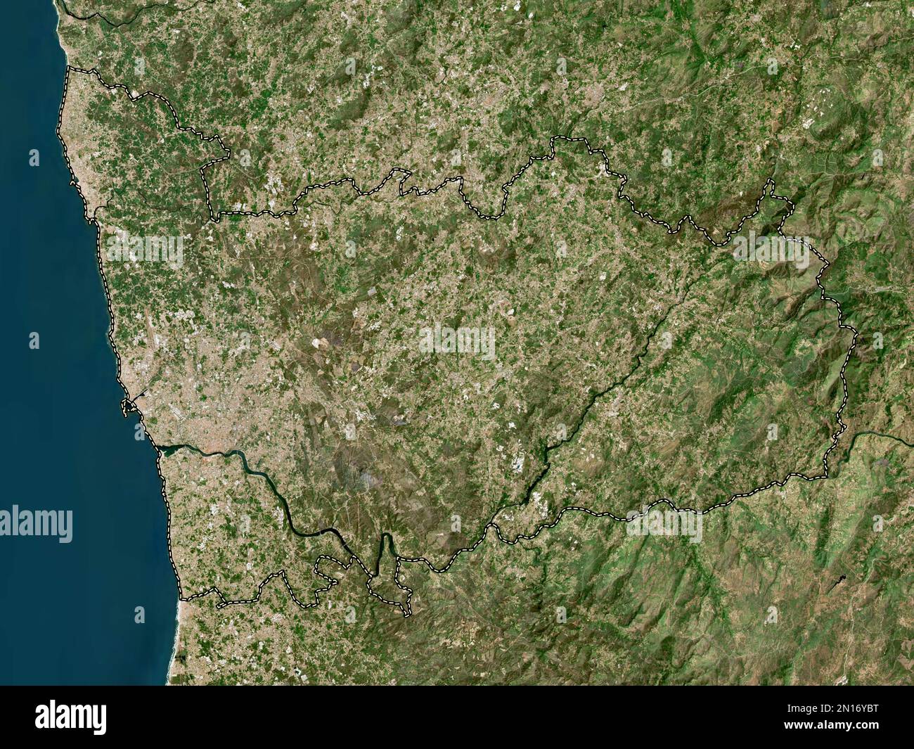 Porto, district of Portugal. Low resolution satellite map Stock Photo ...