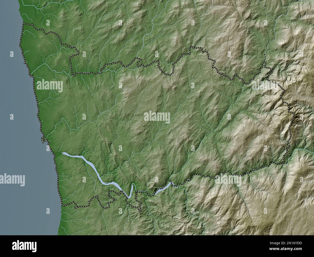 Porto, district of Portugal. Elevation map colored in wiki style with ...
