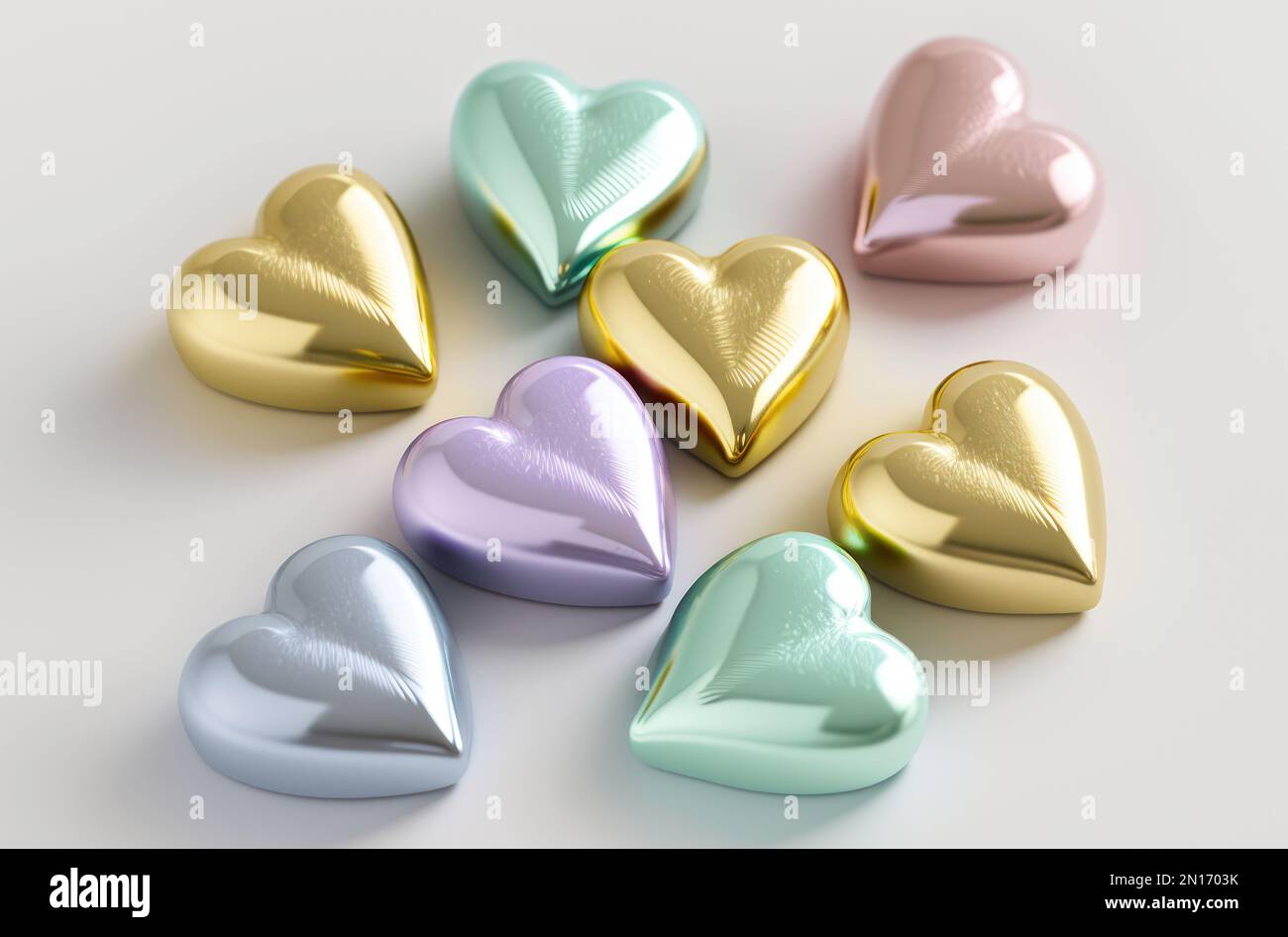 Bold metallic color of heart on white background Stock Photo - Alamy