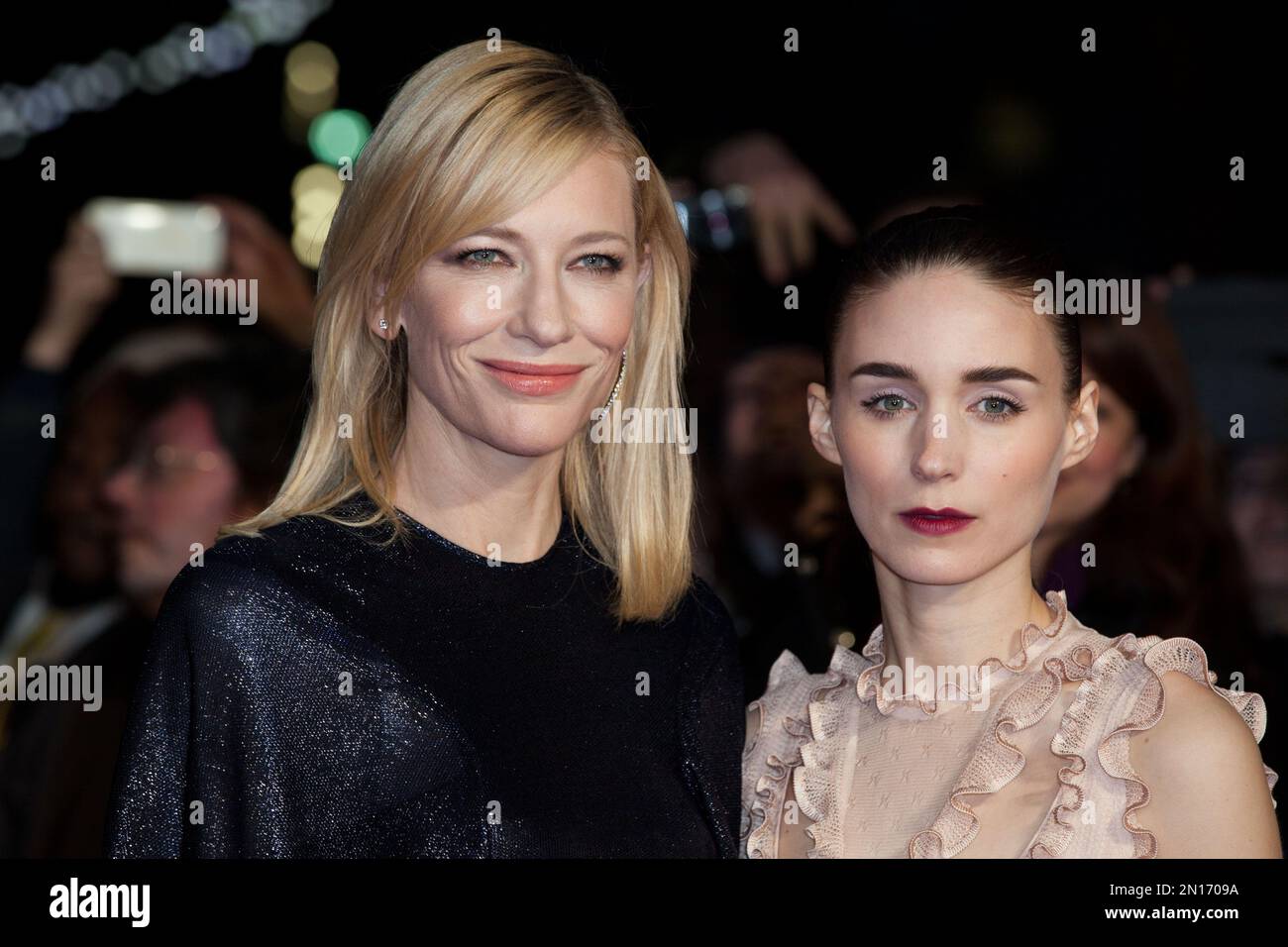 From Left, Actors Cate Blanchett and Rooney Mara pose for photographers upon arrival at the ...