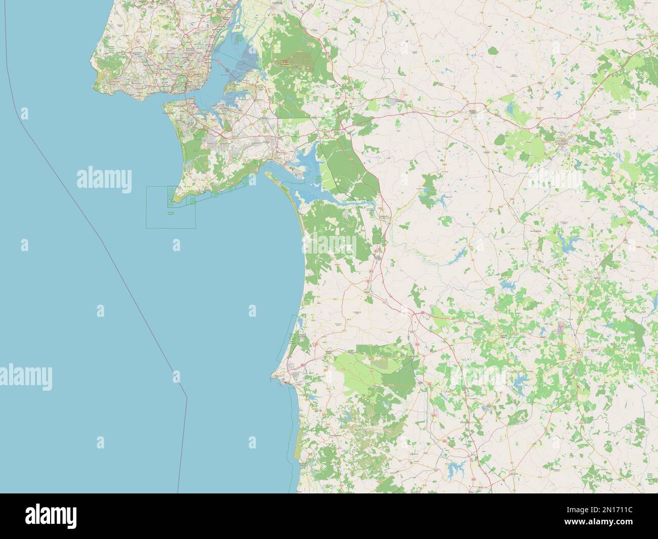 Setubal, district of Portugal. Open Street Map Stock Photo - Alamy