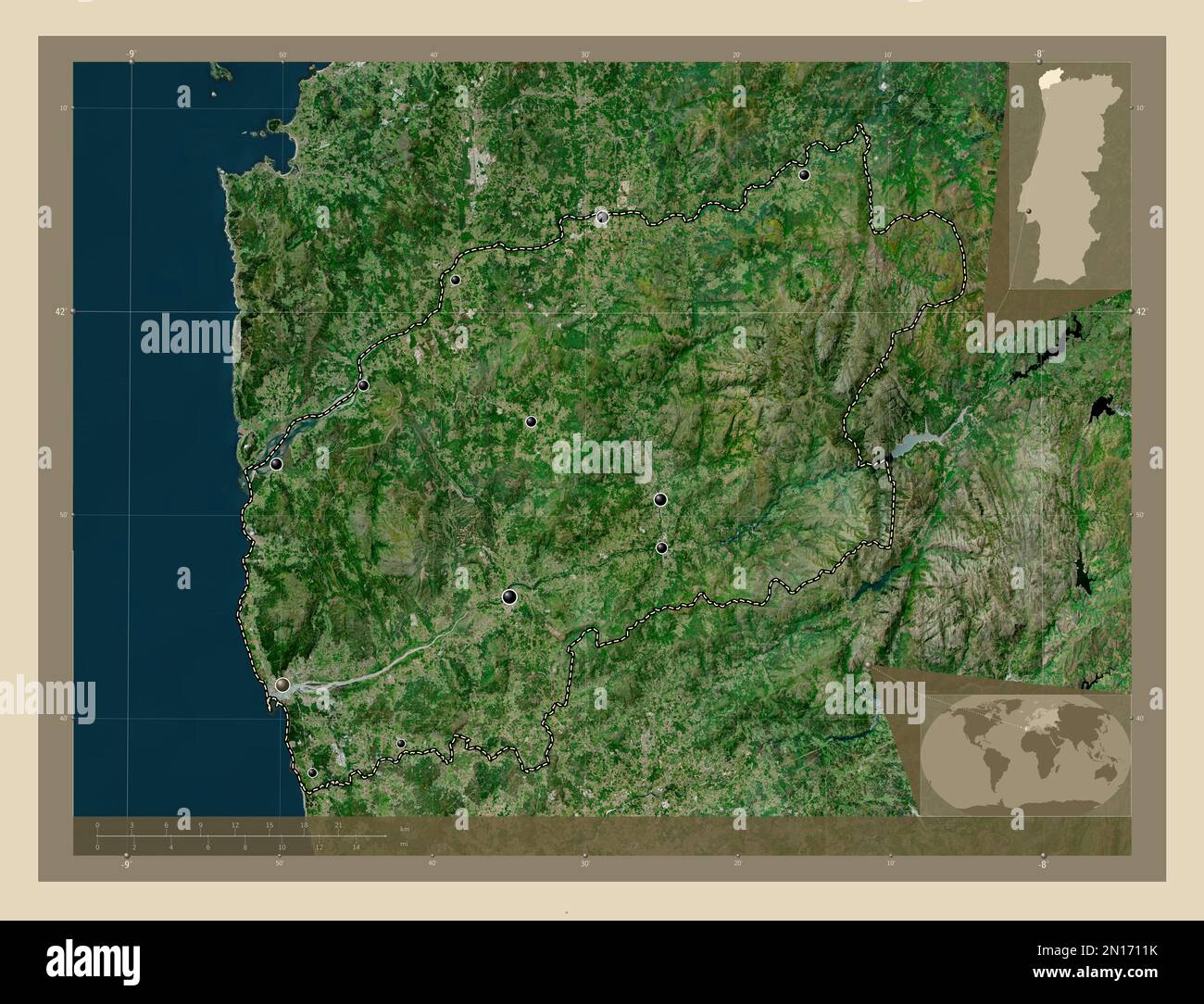 Viana do Castelo, district of Portugal. High resolution satellite map ...