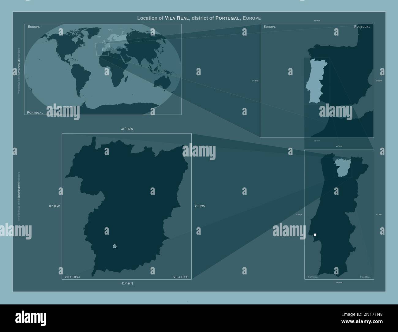 Vila Real, district of Portugal. Diagram showing the location of the ...