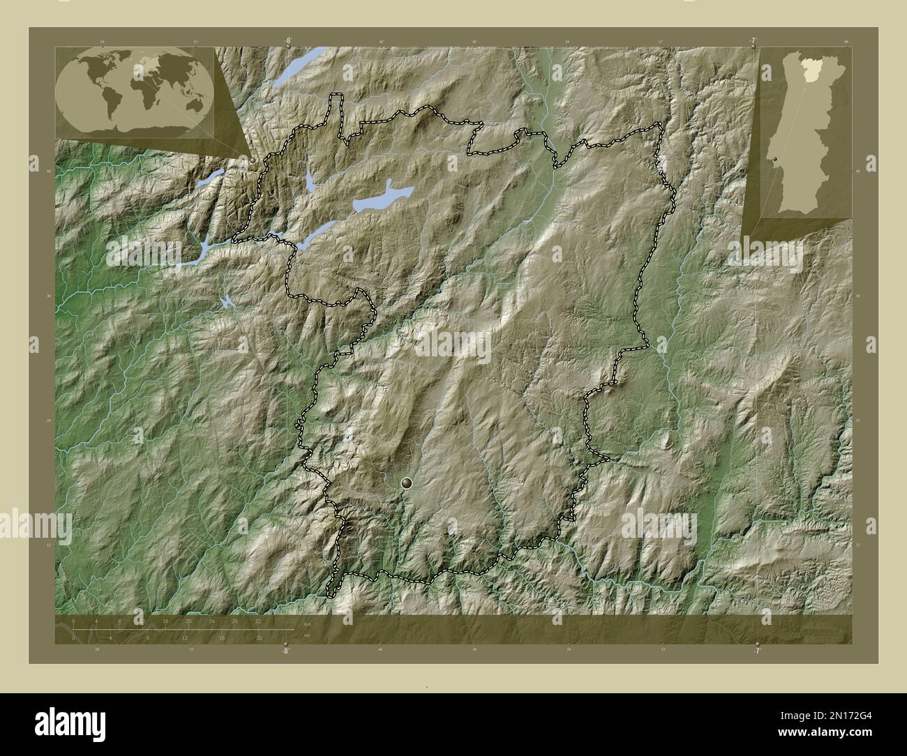 Vila Real, district of Portugal. Elevation map colored in wiki style ...