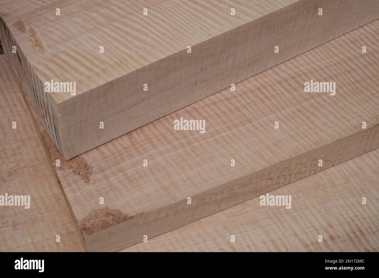 Maple wood sawed timber has tiger stripe or curly stripe grain Stock ...