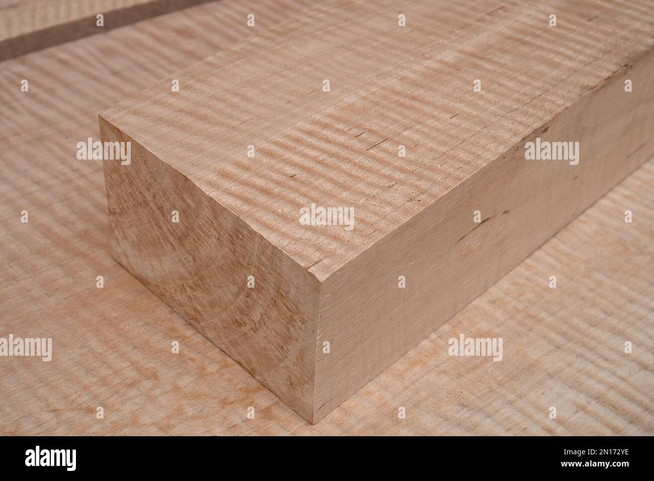 Maple wood sawed timber has tiger stripe or curly stripe grain Stock ...