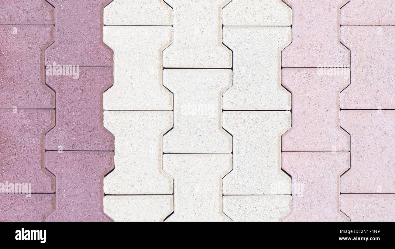 interlocking block paving floor background beige white pink red ...