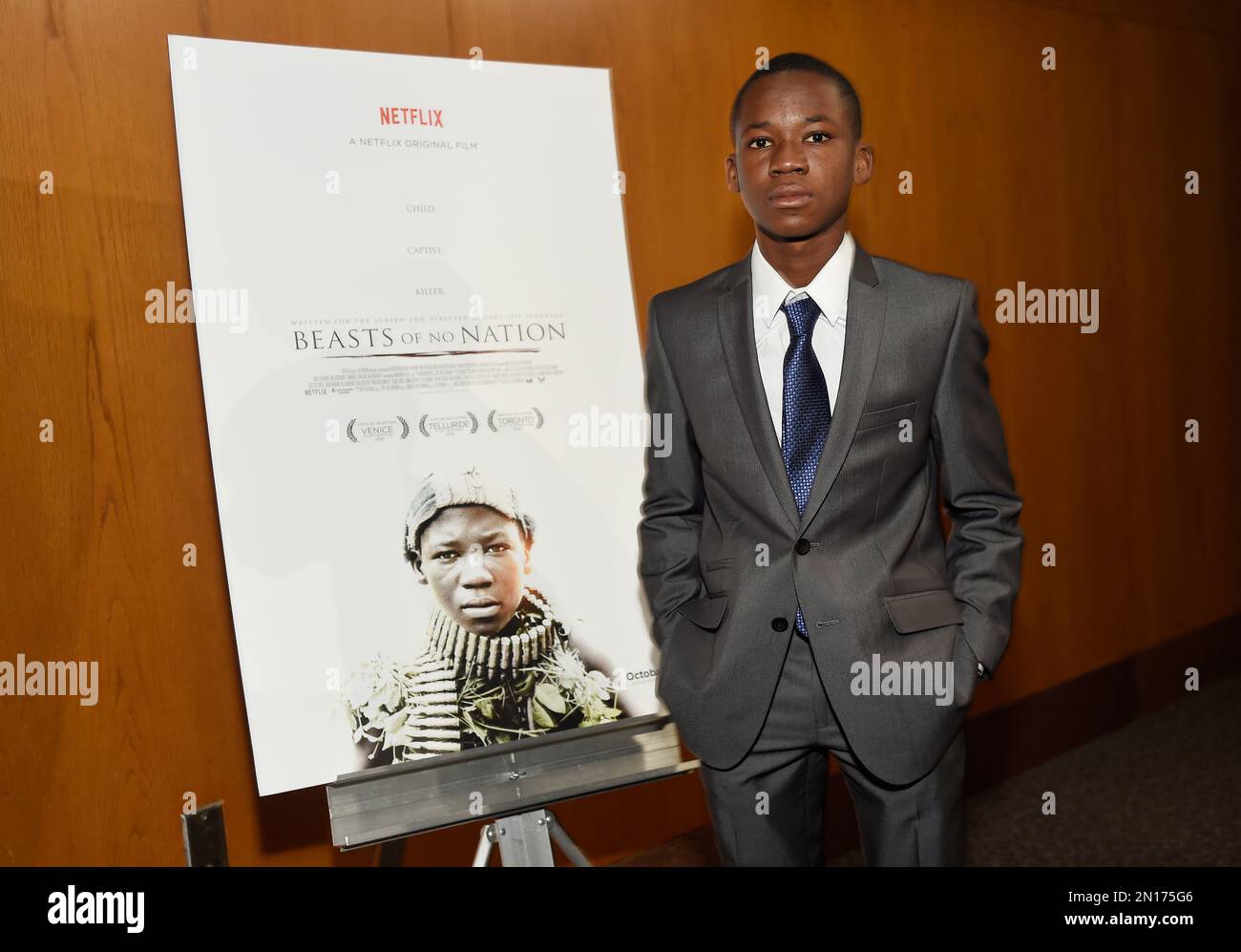 Abraham Attah, a cast member in the film "Beasts of No Nation," poses ...