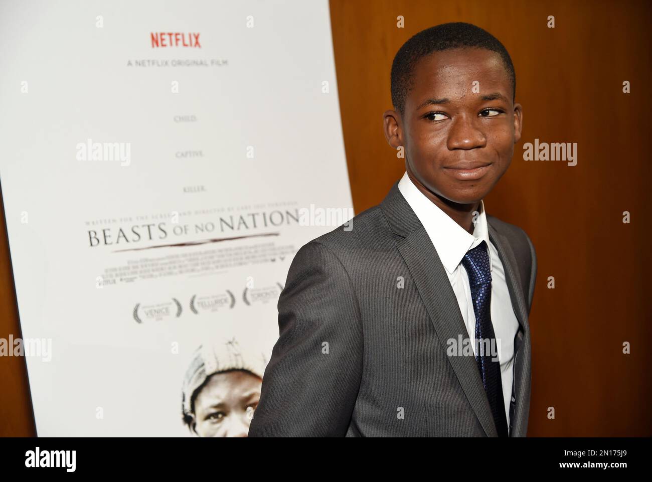 Abraham Attah, a cast member in the film "Beasts of No Nation," poses ...