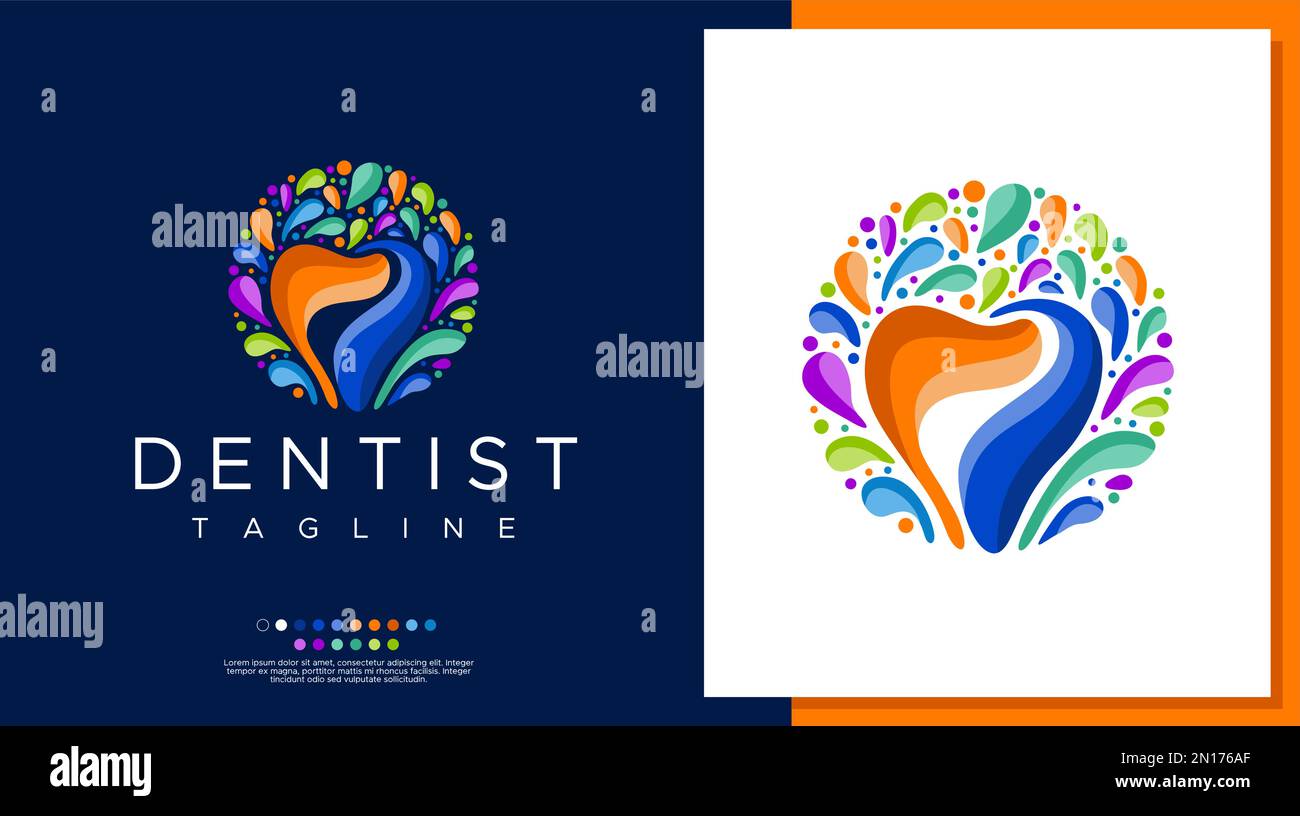 Circle dental logo design template. Colorful tooth logo graphic vector ...