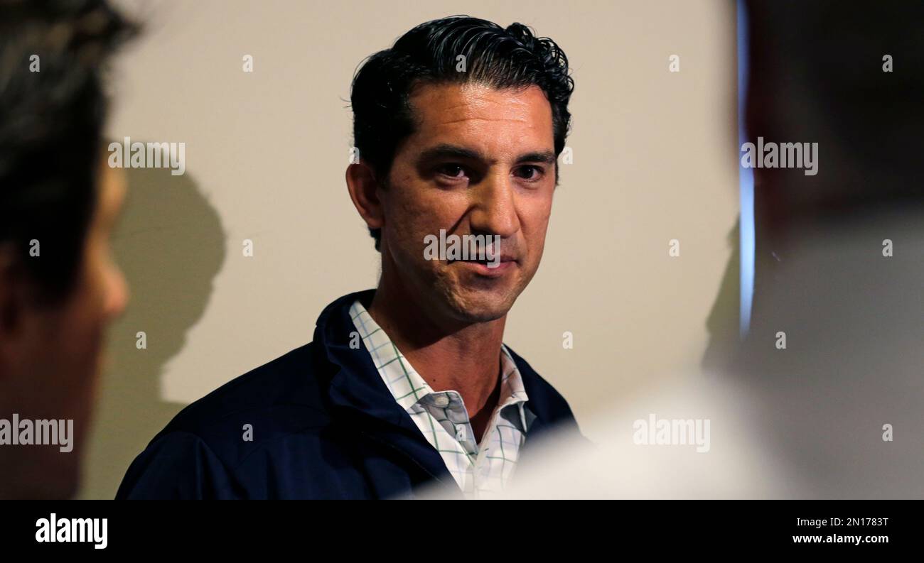 Boston Red Sox general manager Mike Haven talks with reporters ...