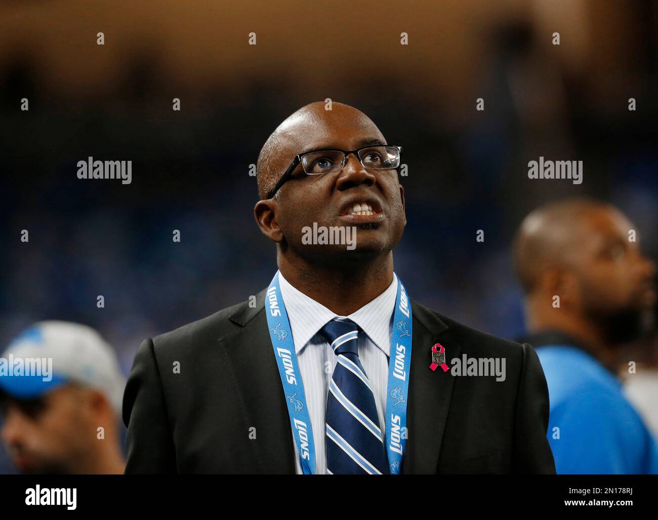 Detroit Lions general manager Martin Mayhew watches against the Arizona ...