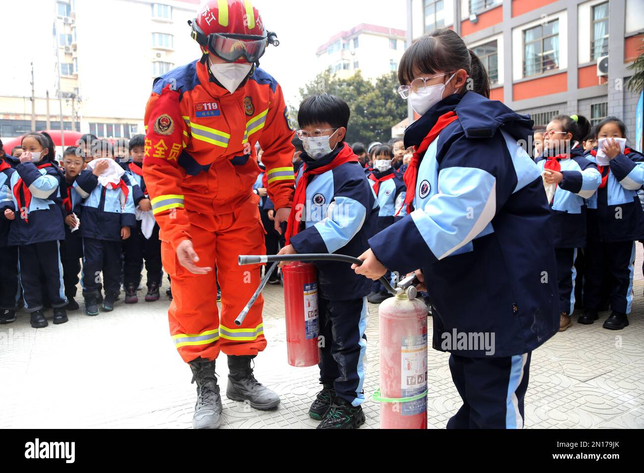 LIANYUNGANG, CHINA - FEBRUARY 6, 2023 - Fire rescue workers teach ...