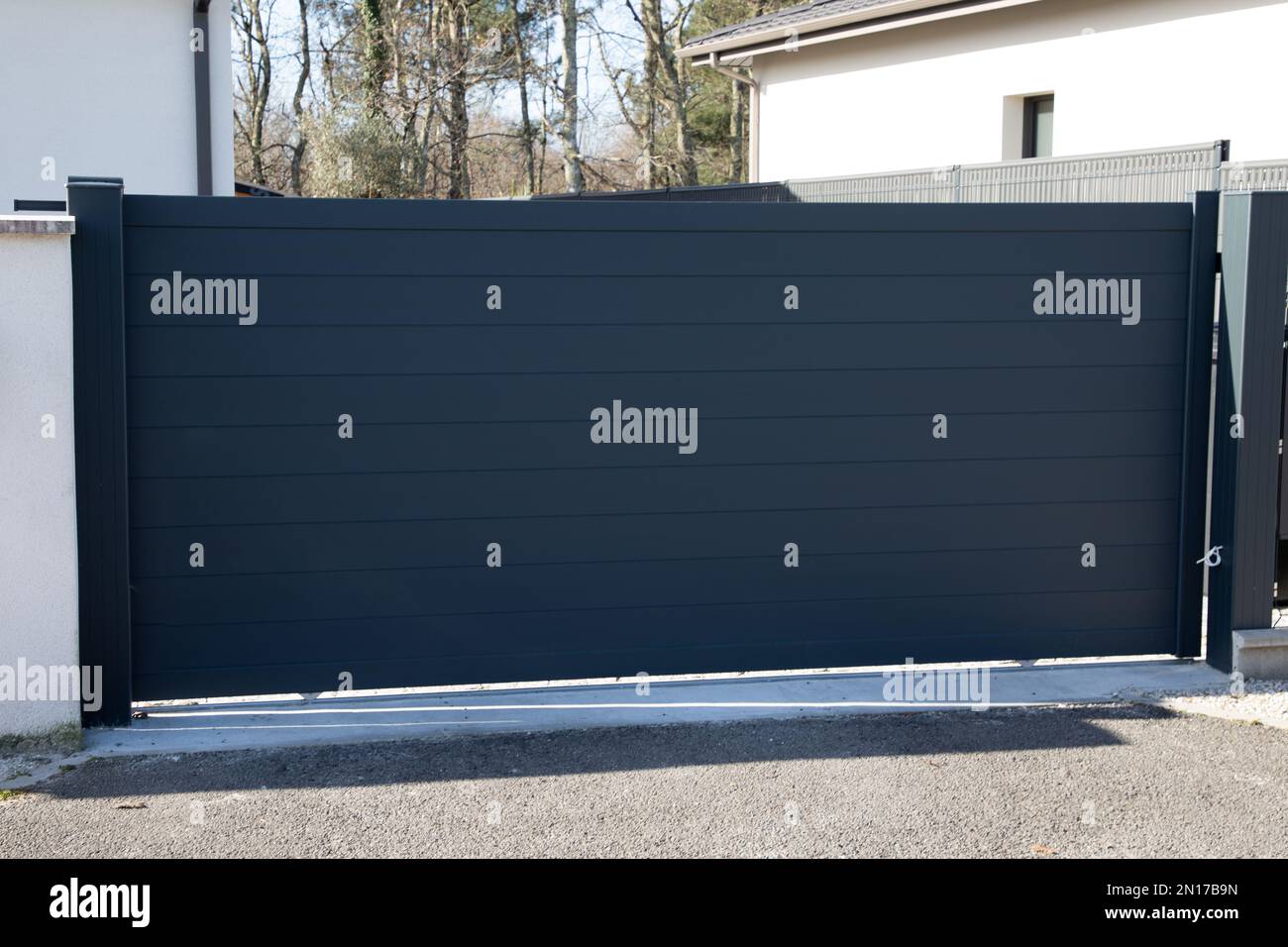 modern grey sliding style gate aluminum home portal gray slide house ...