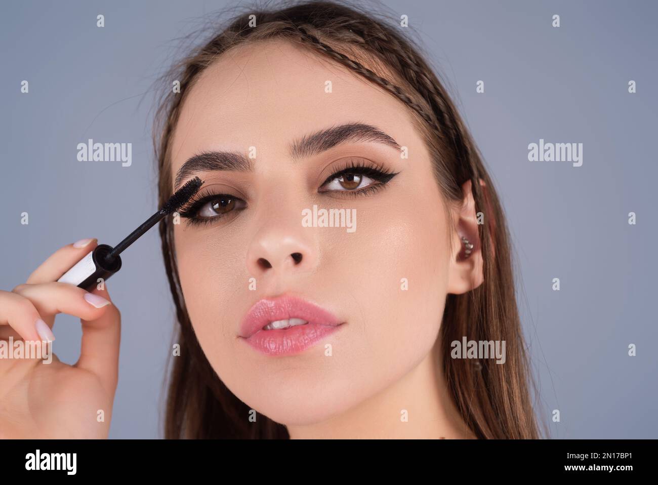 Beautiful woman with perfect shape eyelashes. Womans eyelashes close up ...
