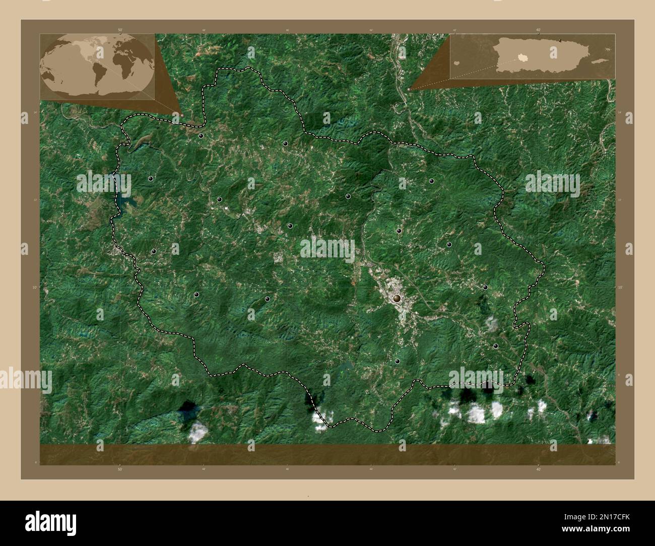 Adjuntas, municipality of Puerto Rico. Low resolution satellite map ...