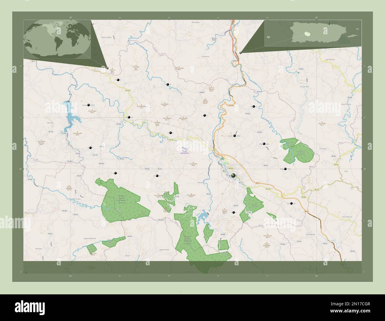 Adjuntas, municipality of Puerto Rico. Open Street Map. Locations of ...