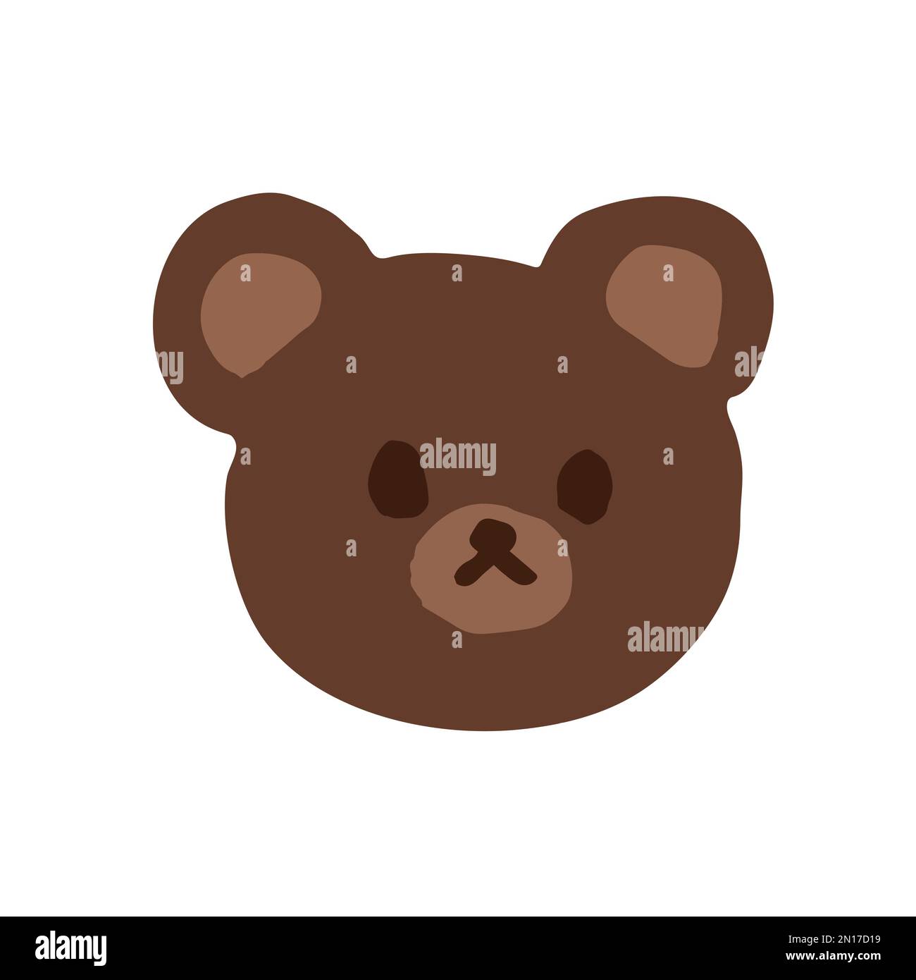 Hand drawn cute cartoon bear head, kawaii kuma, dark brown teddy bear ...