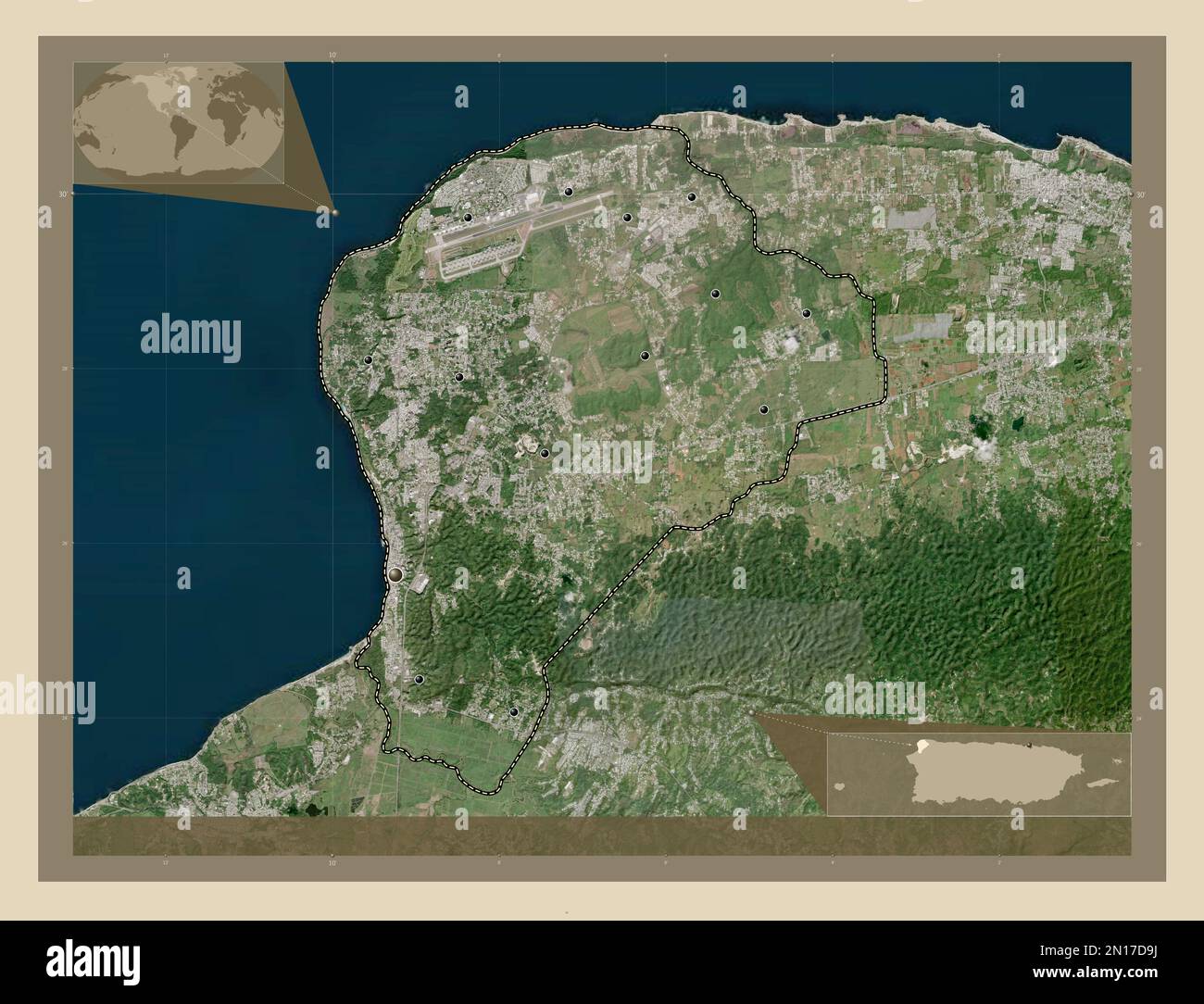 Aguadilla, municipality of Puerto Rico. High resolution satellite map ...