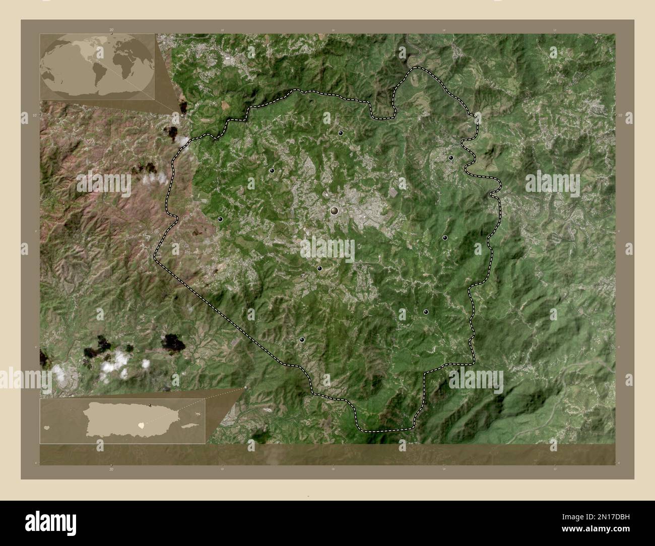 Aibonito, municipality of Puerto Rico. High resolution satellite map ...