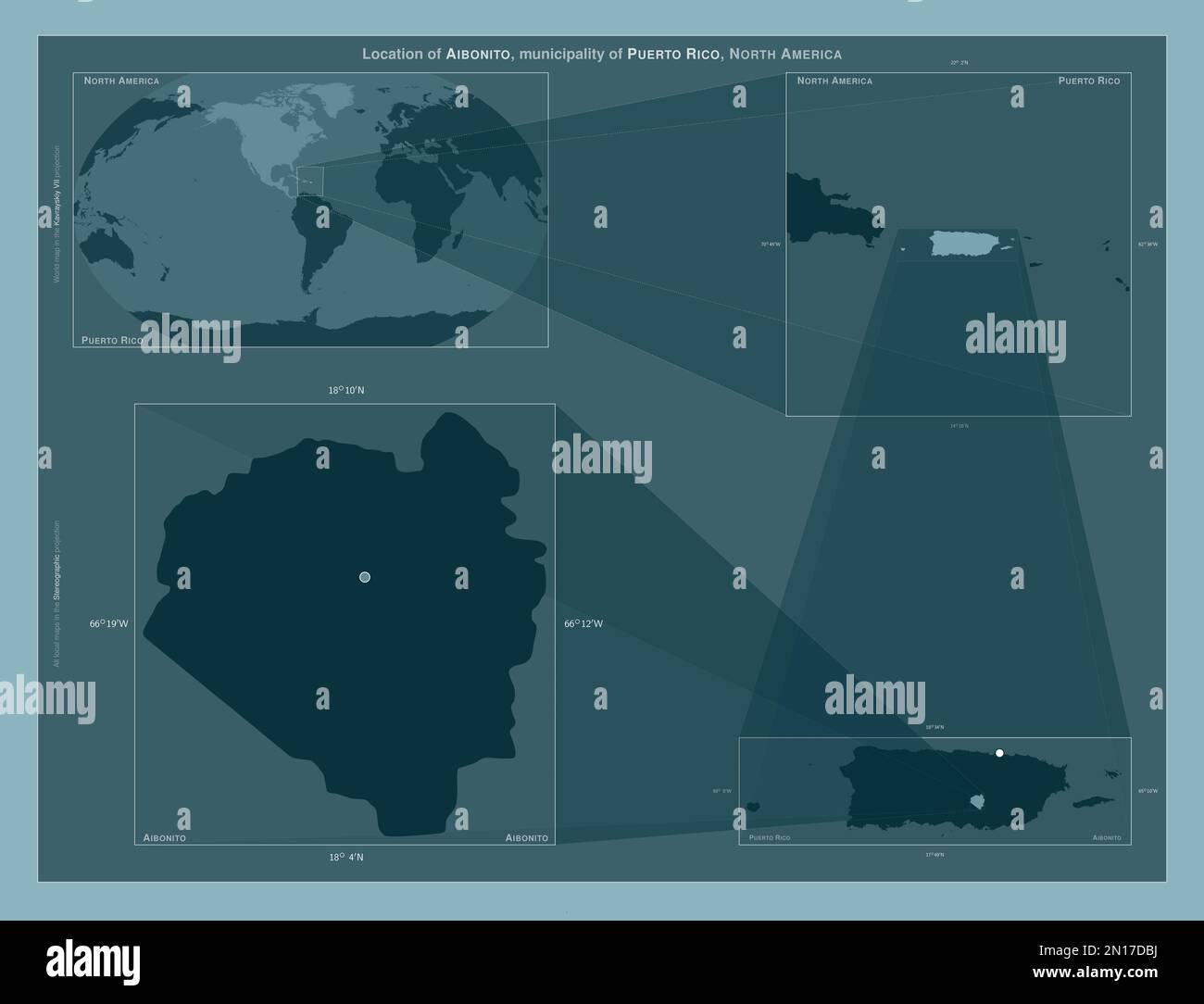 Aibonito, municipality of Puerto Rico. Diagram showing the location of ...