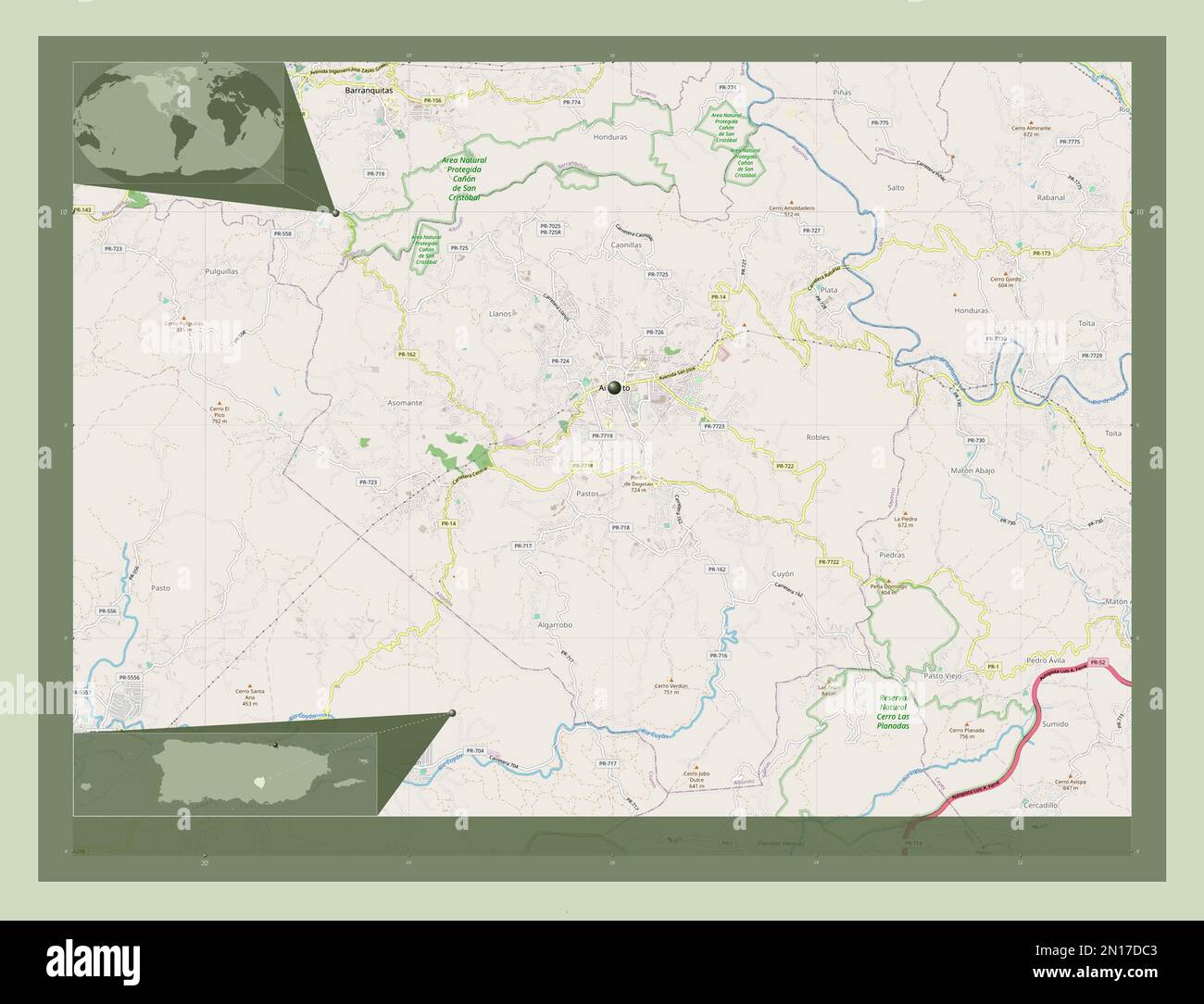 Aibonito, municipality of Puerto Rico. Open Street Map. Corner ...