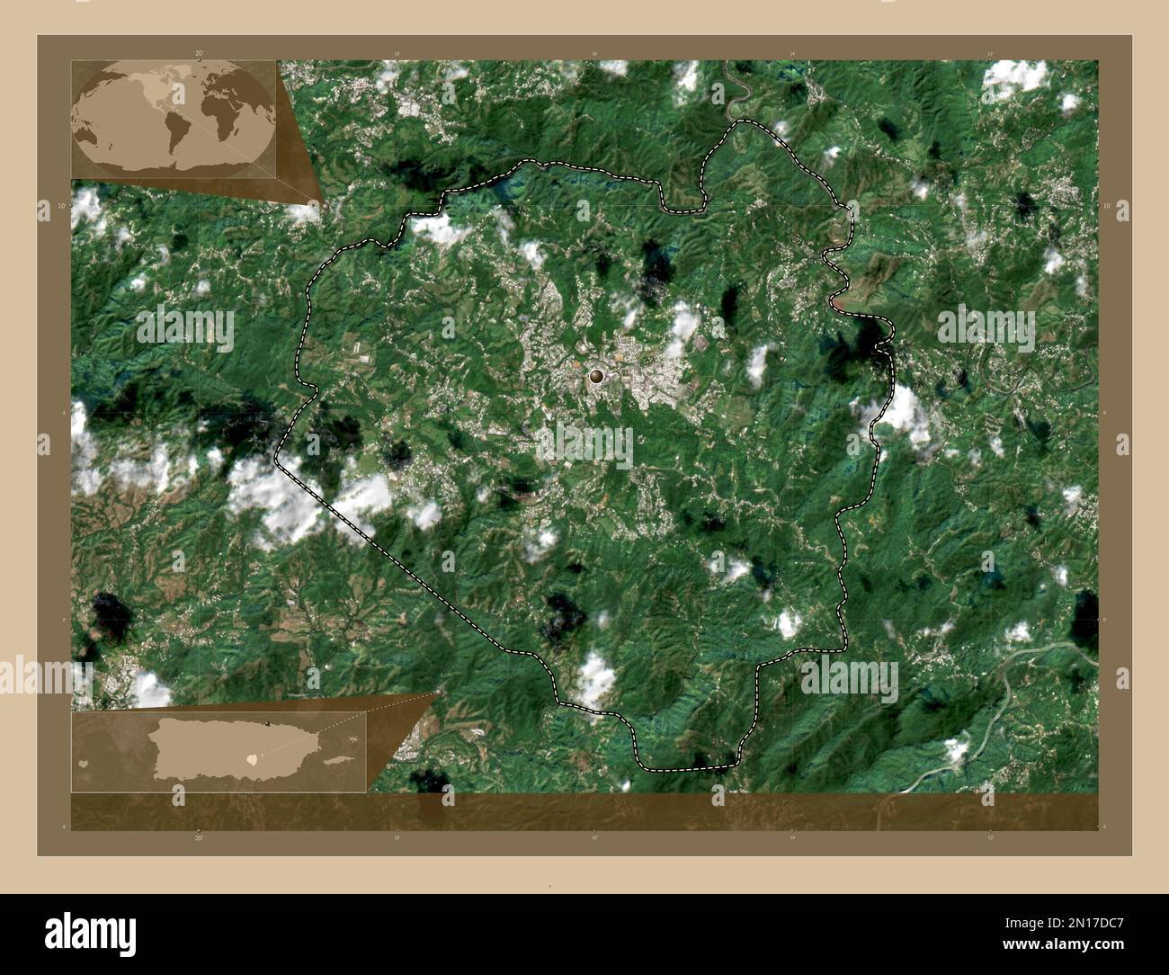 Aibonito, municipality of Puerto Rico. Low resolution satellite map ...