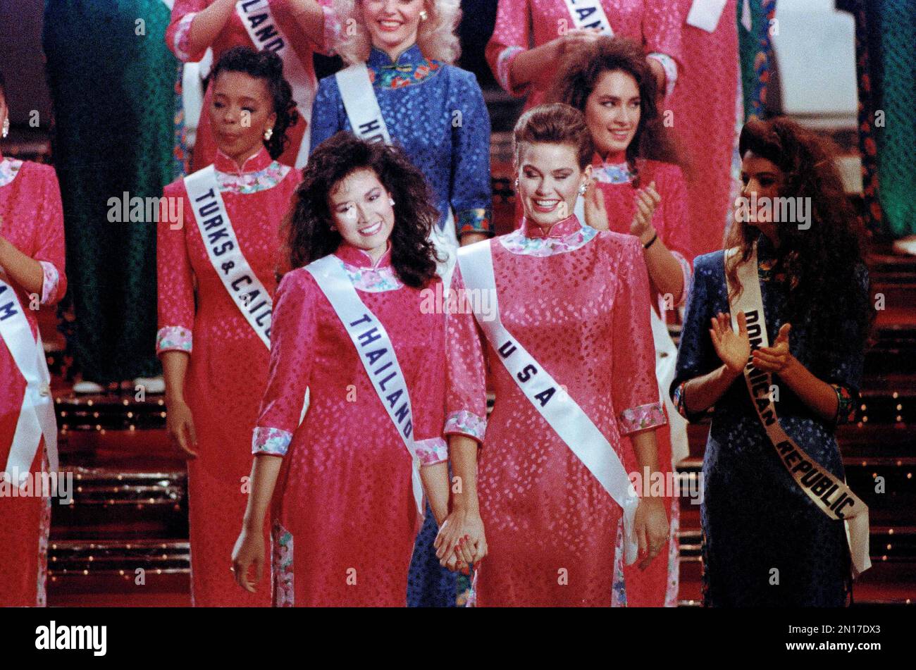 Miss USA, Courtney Gibbs can hardly hold in the excitement as she holds ...