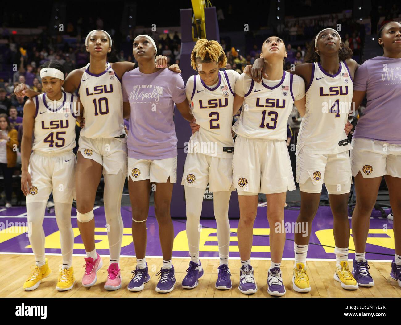Baton Rouge, USA. 02nd Feb, 2023. Members of the LSU Lady Tigers team ...