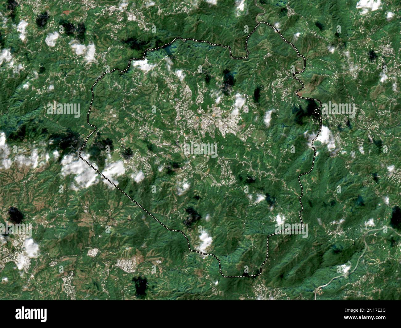 Aibonito, municipality of Puerto Rico. Low resolution satellite map ...