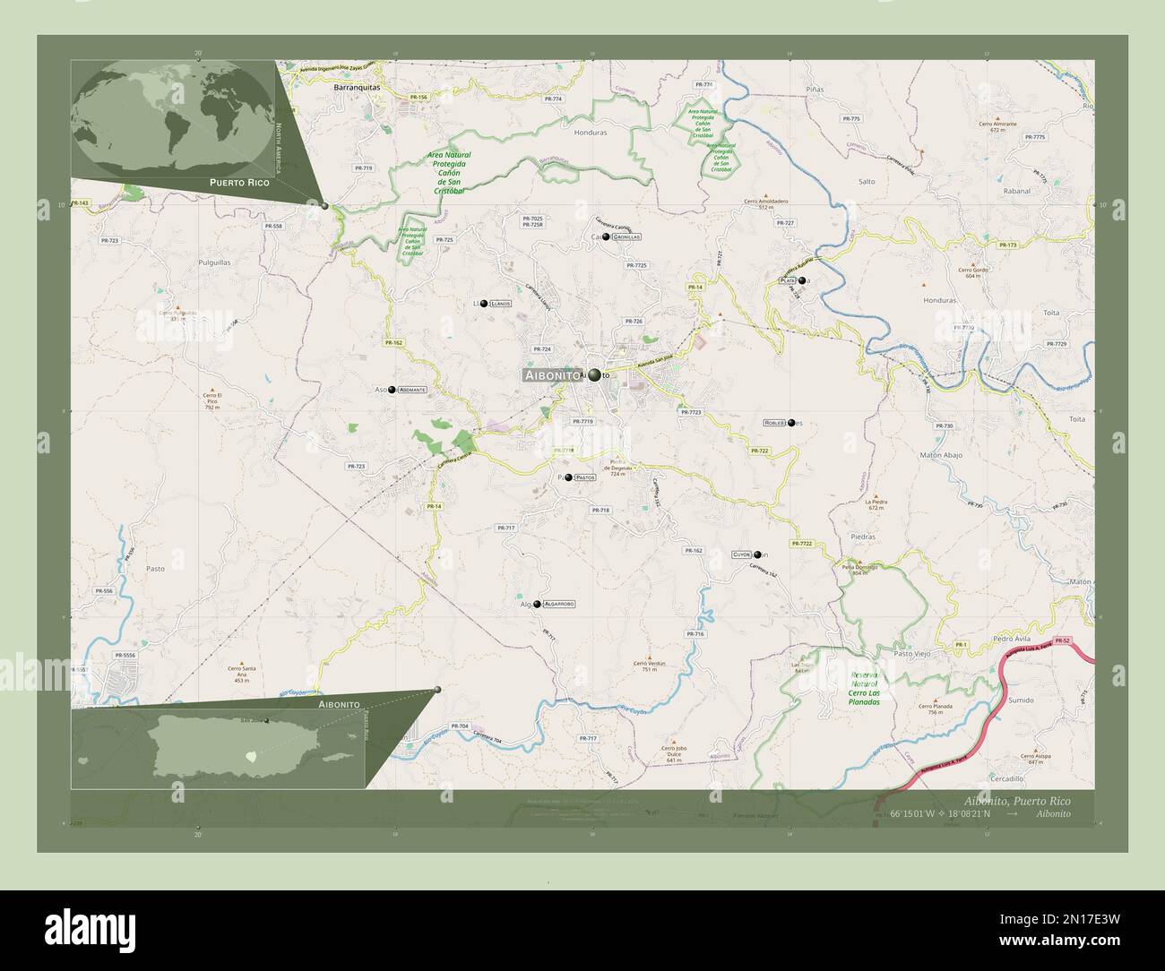 Aibonito, municipality of Puerto Rico. Open Street Map. Locations and ...