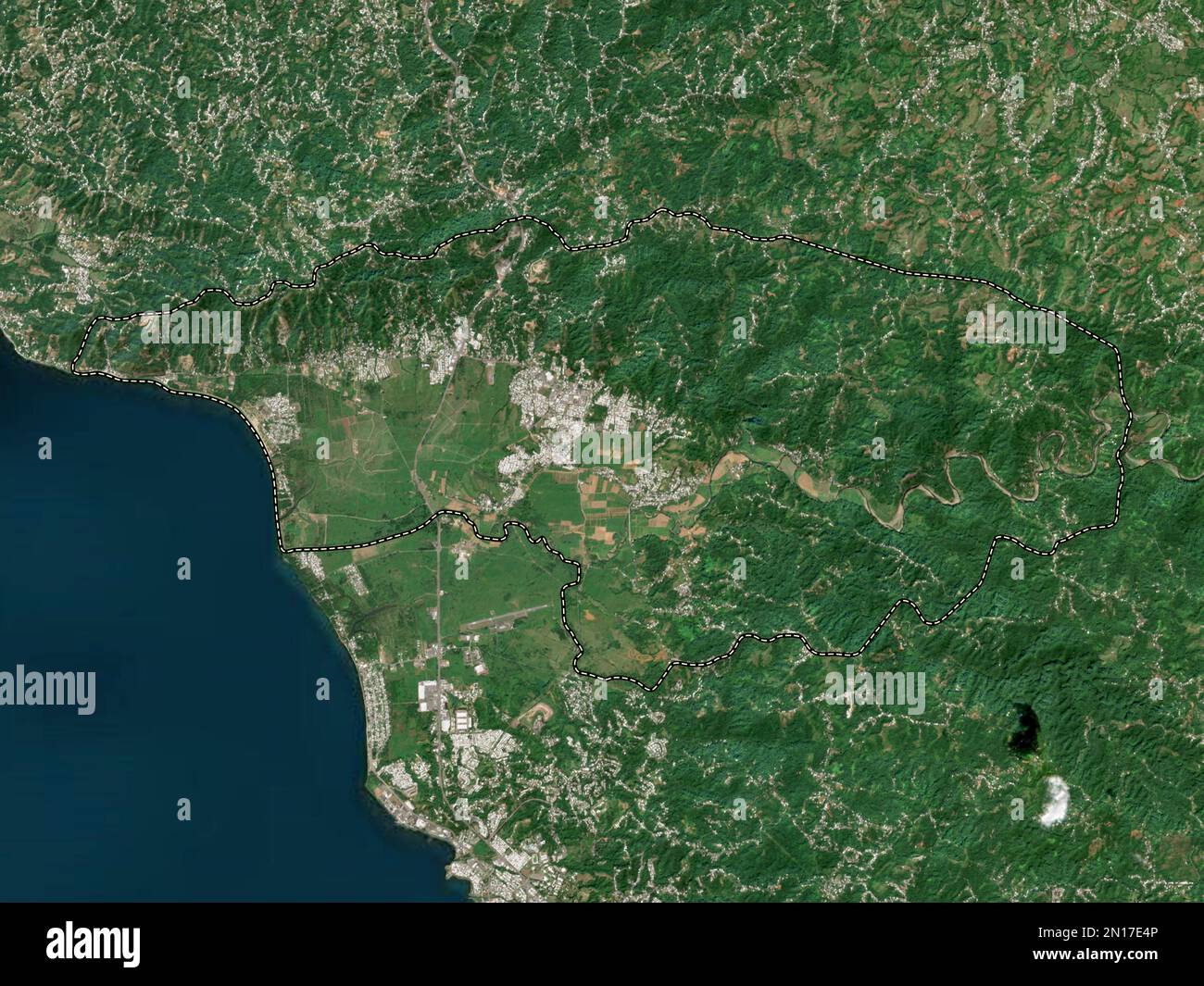 Anasco, municipality of Puerto Rico. Low resolution satellite map Stock ...
