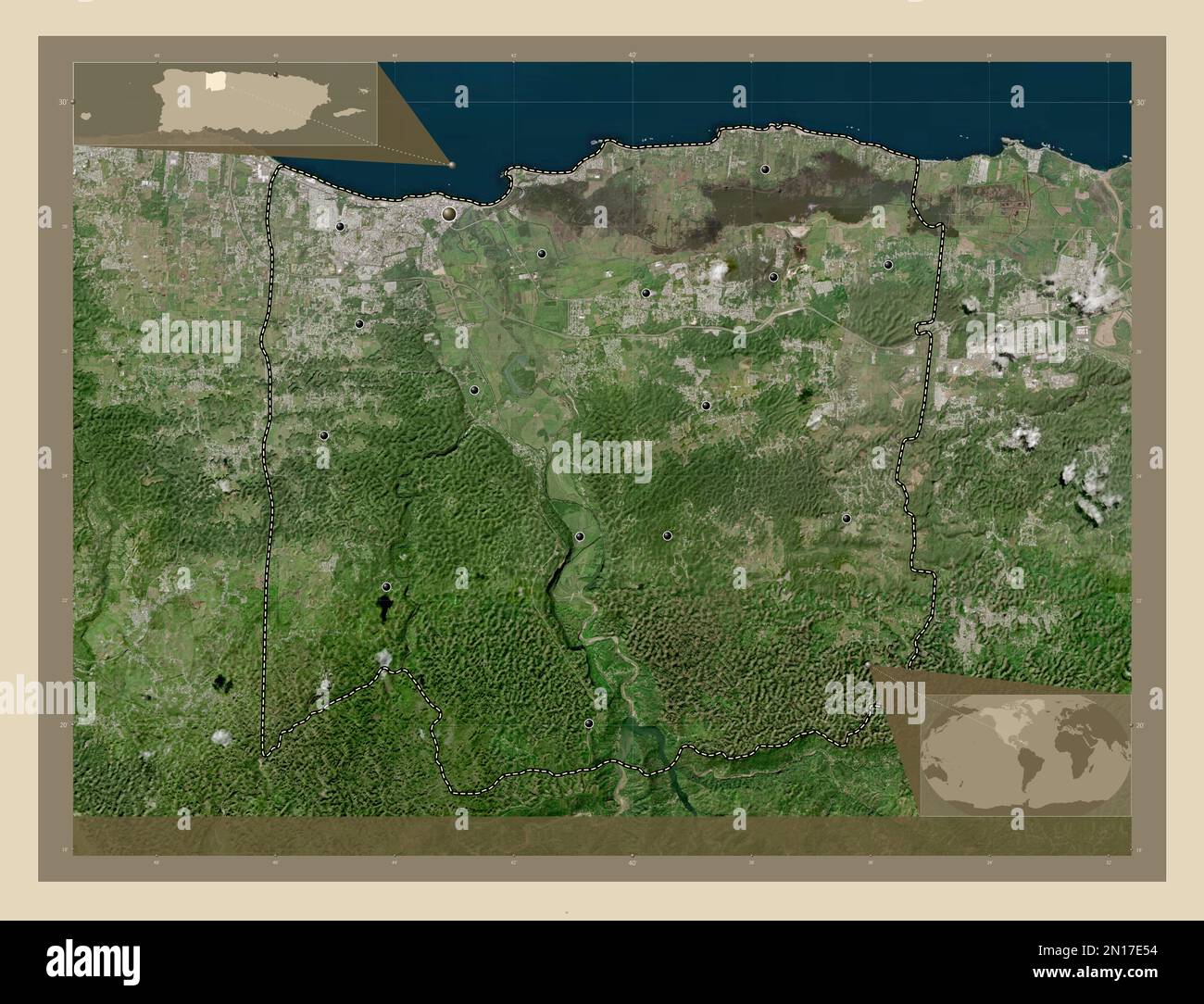 Arecibo, municipality of Puerto Rico. High resolution satellite map ...