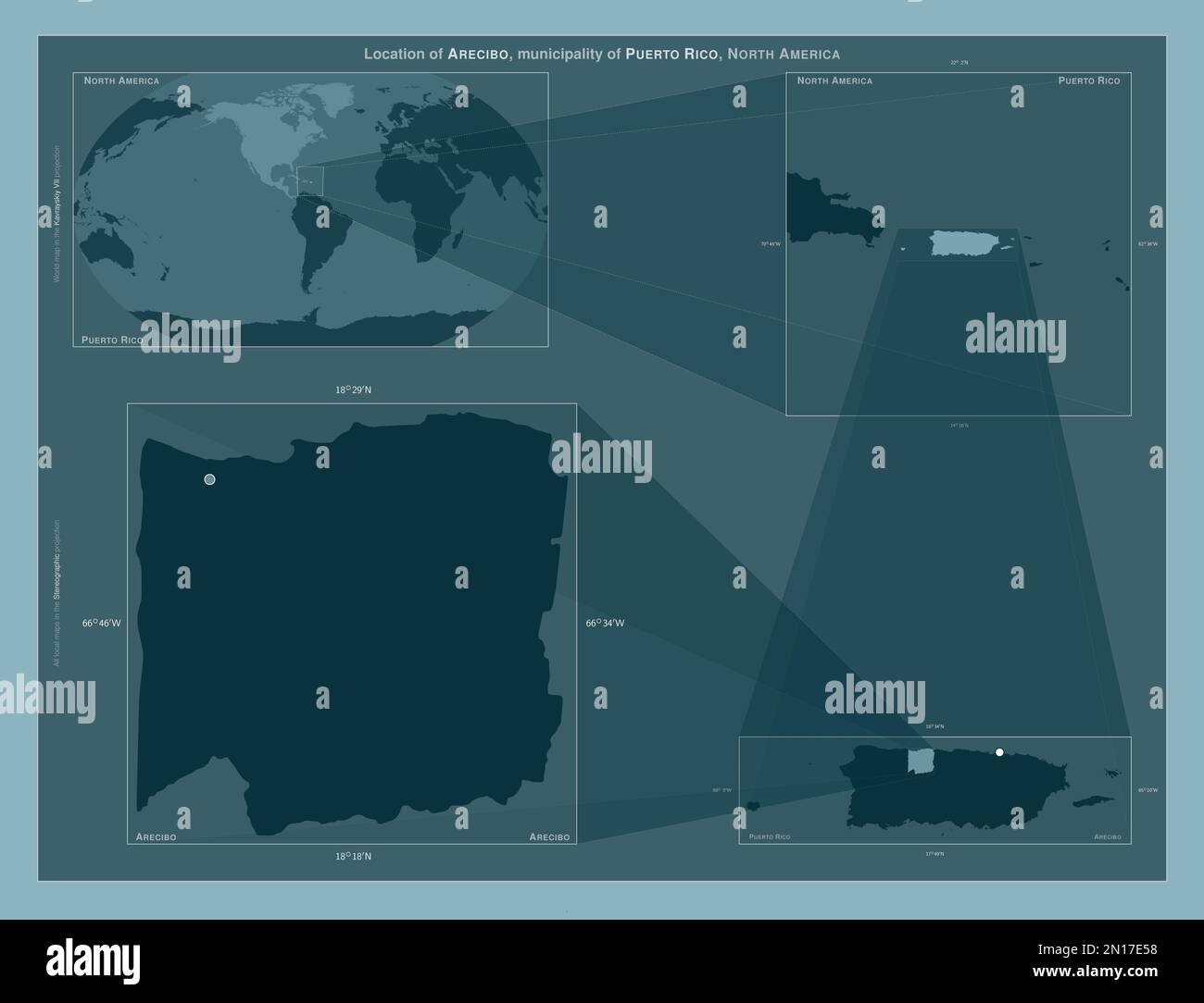 Arecibo, municipality of Puerto Rico. Diagram showing the location of ...