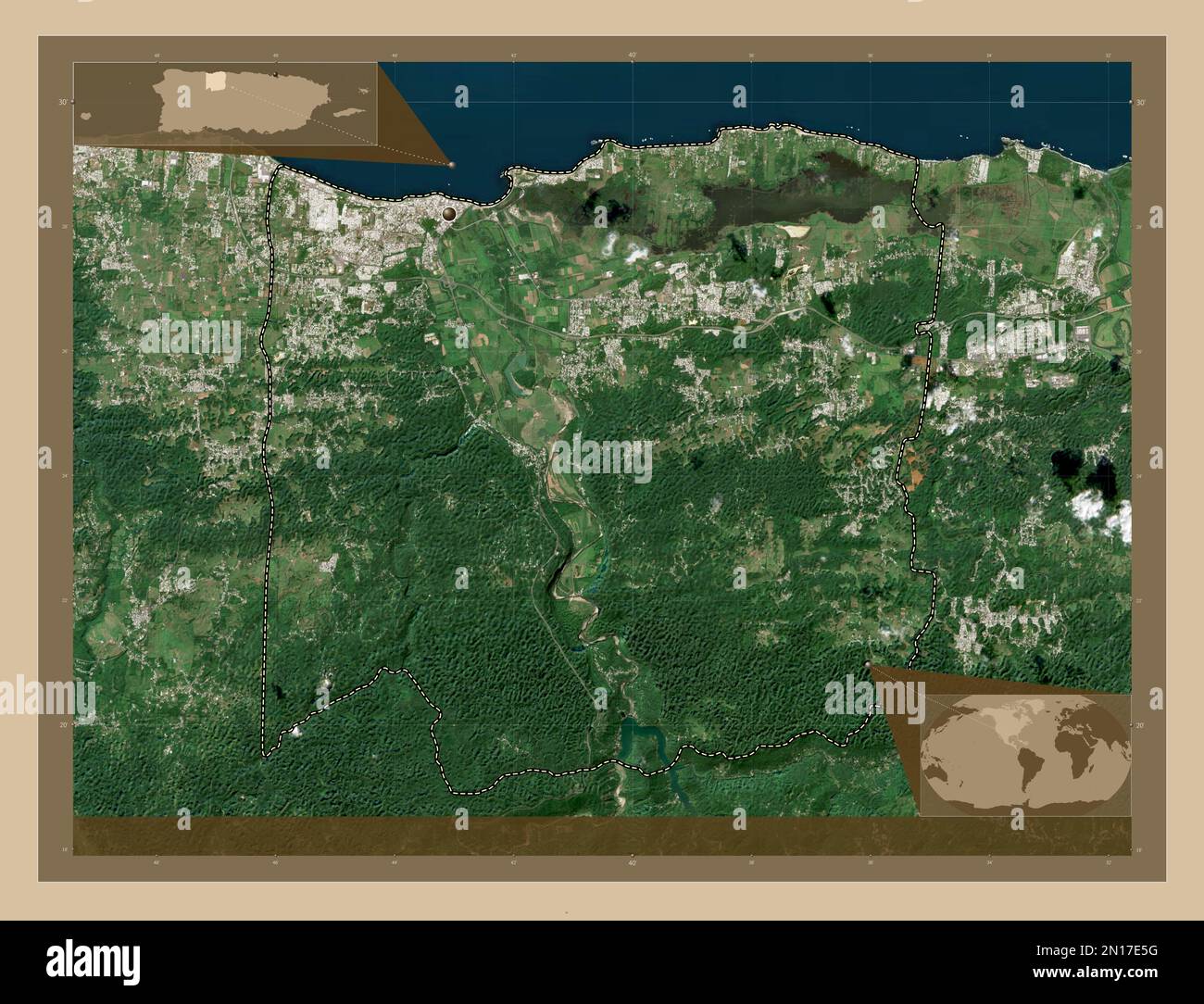 Arecibo, municipality of Puerto Rico. Low resolution satellite map ...